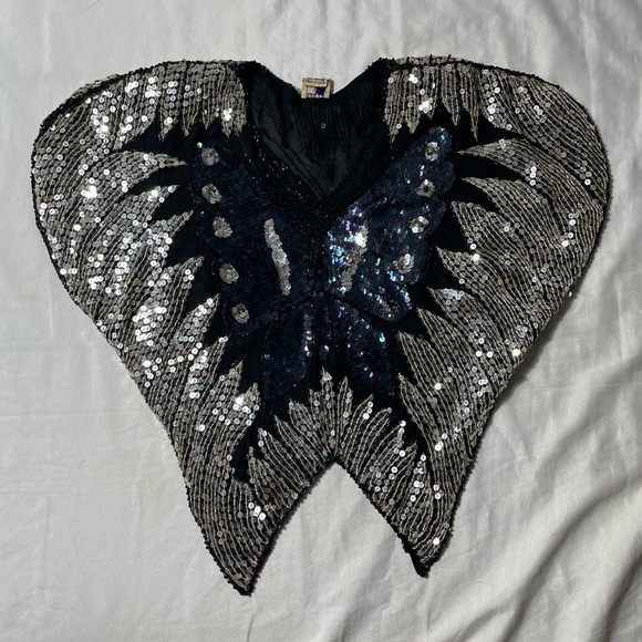 terrand sportswear | Tops | Vintage 8s Sequin Silver And Blue Butterfly ...